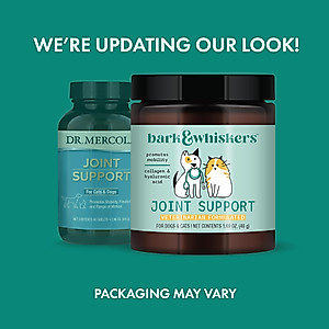 Dr. Mercola Bark & Whiskers Joint Support for Dogs & Cats, 1.69 Oz. (48 g), Collagen & Hyaluronic Acid, Promotes Mobility, Veterinarian Formulated, Non-GMO