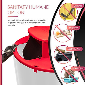 Double Flip & Double Slide get Double The Catch - Safe & Sanitary Kill or No Kill- Bucket Mouse Trap for 5 Gallon Bucket Lid - Mouse Trap Bucket Lid Mice Trap - Humane Rat Trap Bucket