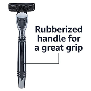 Amazon Basics 3-Blade Disposable Razors for Men, 6 Count (2 Packs of 3), Black (Previously Solimo)