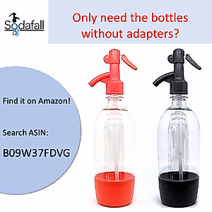 Sodafall Seltzer bottle with converter adapter for SodaStream machines/Fizz saver seltzer bottle with dispenser (red)