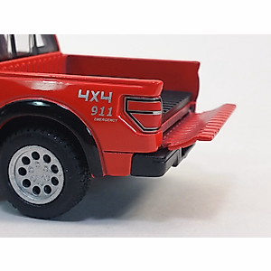 KiNSMART 🚨 2013 Ford F-150 SVT Raptor Supercrew Fire Rescue Edition 1:46 Scale 5inch Die Cast Metal Model Toy Rescue Fire Trucks