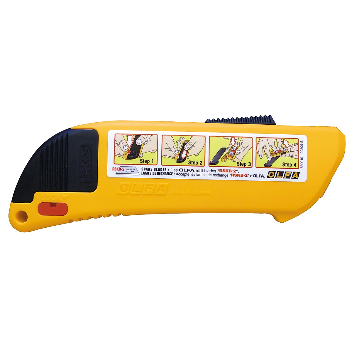 OLFA Self Retracting Safety Utility Knife (SK-6) - Multi-Purpose Fully-Auto Box Cutter w/Self Retractable Blade, Blade Guard, & Ergonomic Handle, Replacement Blades: OLFA RSKB Safety Blades