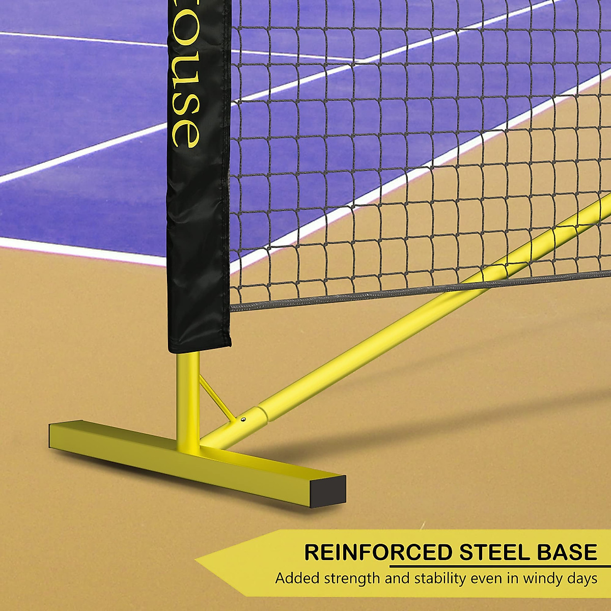 Portable Pickleball Net Outdoor, 22 FT Pickleball Net Regulation Size with Carrying Bag, Pickleball Nets System with Interlocking Metal Frame and Strong PE Net for Driveway
