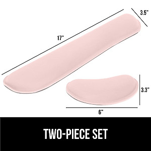 Gorilla Grip Silky Gel Memory Foam Wrist Rest for Computer Keyboard, Mouse, Ergonomic Design for Typing Pain Relief, Desk Pads Support Hand Arm Mousepad Rests, Stain Resistant, 2 Piece Pad, Light Pink