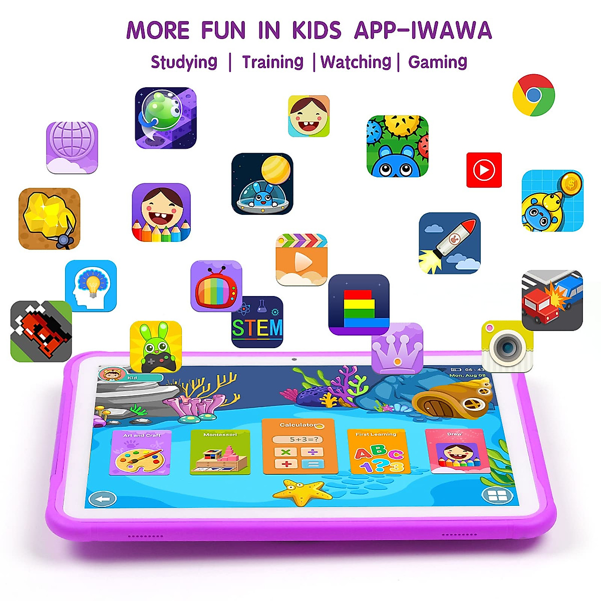 Kids Tablet, Trayoo 10.1 Inches Tablet for Kids, Android 11 2GB 32GB Toddler Tablet with Dual Camera, WiFi, Bluetooth ,Pre-installed App,Parent Control, Education, Games, Fit for Age 3-14