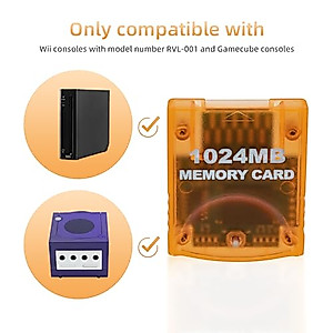Tolesum Memory Card 1024MB(16344 Blocks) 8 Data Areas for Gamecube and Wii Console, Orange 1024MB