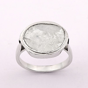 1.50 CTW Natural Diamond Polki Solitaire Ring 925 Sterling Silver Platinum Plated Slice Diamond Jewelry