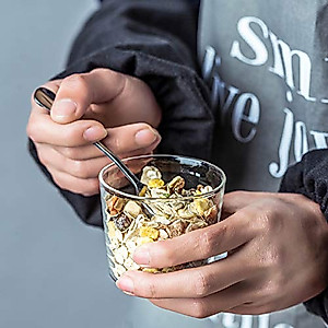 yarlung 9 Pack Small Glass Bowls with Plastic Lids, 6.8 Oz Clear Pudding Cups Fruits Dish Glass Containers for Salad, Sauces, Cereal, Dessert, Snacks, Refrigerator, Freezer Food Storage