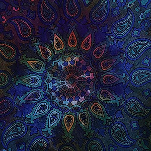 SHIRANYA Large Mandala Floor Pillows Round Bohemian Meditation Cushion Cover Round Poof Pouffe Foot (32 Inch 80 cm Approx) (Multi)