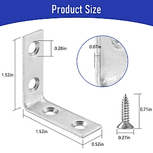 40 Pack L Bracket Corner Braces, Small Metal L Brackets for Wood, 1.5 inch Steel Joist Right Angle Brackets for Wood Shelves Chair Drawer Cabinet with Screws, Zinc Plated HOME MASTER HARDWARE