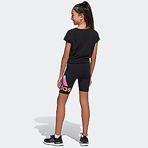 adidas Girls' Short Sleeve Cotton Essential T-Shirt Top, Black, Medium