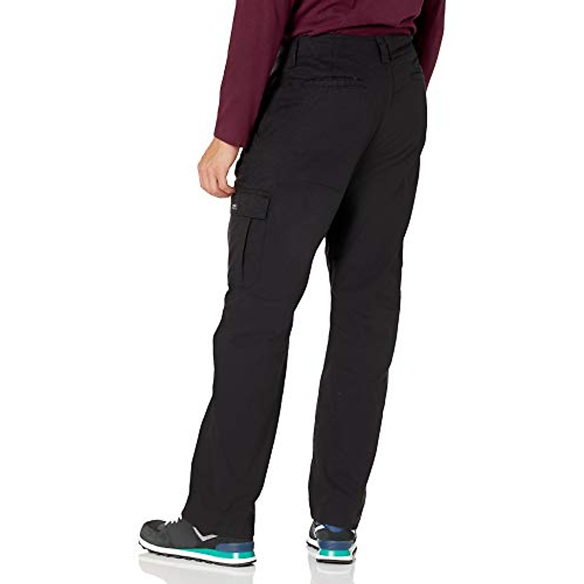 Wrangler Authentics mens Relaxed Fit Stretch Cargo Casual Pants, Black, 34W x 32L US