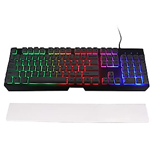 Kafuty-1 GK60 RGB Gaming Keyboard,USB Wired 104 Keys Colorful Backlit Keyboard with Wrist Rest,Detachable Mechanical Feel Gaming RGB Keyboard for Laptop,PC,Computer,Game and Work(White)