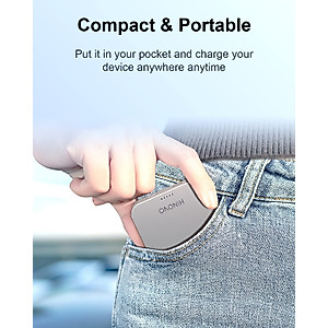 HINOVO Magnetic Power Bank, 10000mAh Wireless Portable Charger for iPhone, Wireless Battery Pack 15W Fast Charging, Compact Power Bank for iPhone 16/15/14/13/12, Compatible with MagSafe Phone Case