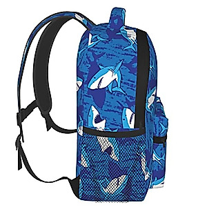 YSBKN Kid's Mini Backpack 12 inch Blue Sharks Backpack Schoolbag Preschool Kindergarten Children Bag Nursery Travel Bag for Toddler Boys Girls Age 3-7