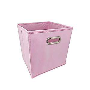ABLEHOME 6 Pack Fabric Storage Bins Box Organizer Cube Basket Container 10.5"x10.5"x11" Pink w/Metal Handle
