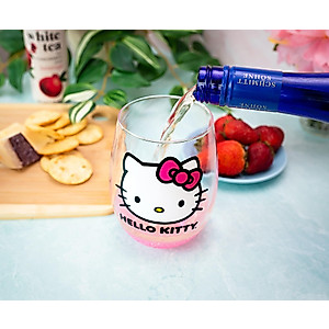 Silver Buffalo Sanrio Hello Kitty Teardrop Stemless Wine Glass | Holds 20 Ounces
