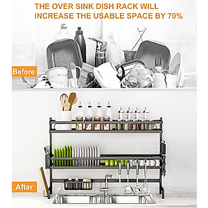 BeCeLe Dish Rack,3 Tier Dish Drying Drainer Rack,Ideal for Kitchen Organizer with One Over The Sink Drainer,Cutboard Stand,Utensils Holder,Gift for Housewarming,Christmas,Thanksgiving