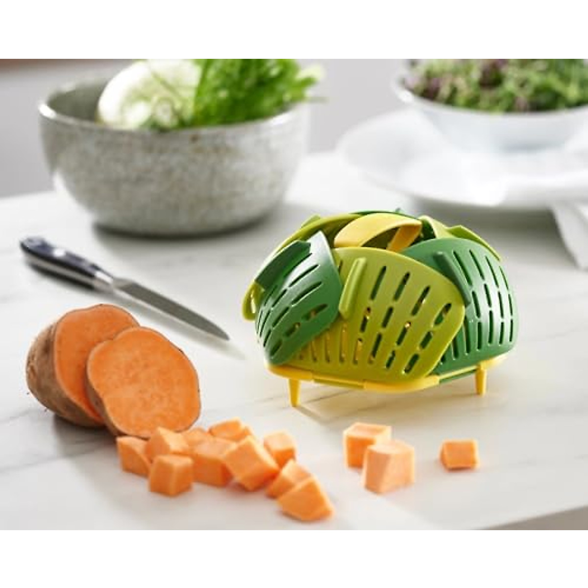 Joseph Joseph Bloom Folding Steamer Basket for Vegetables, Green