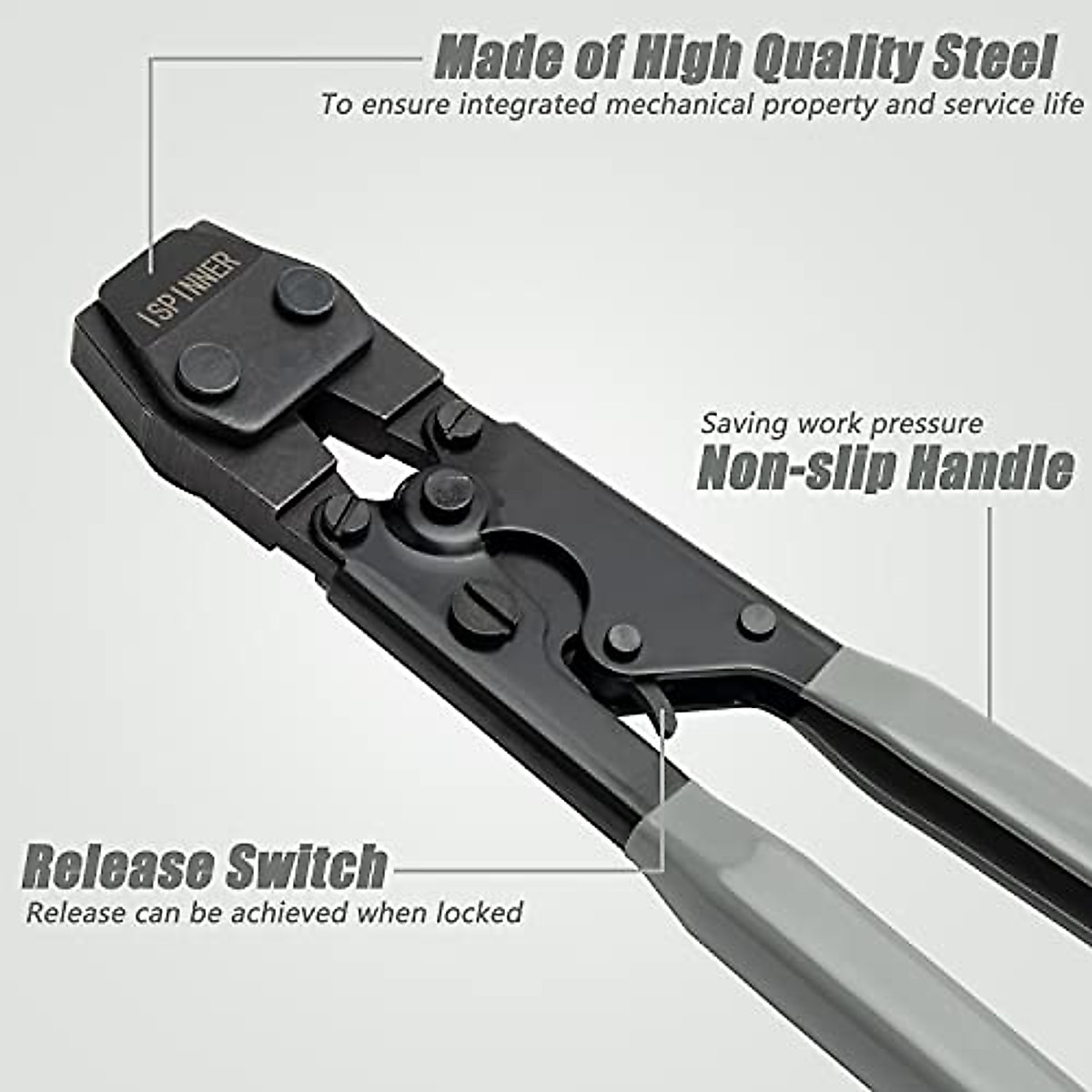 ISPINNER PEX Crimping Tool, Clamp Cinch Crimp Tool Crimper for Stainless Steel PEX Clamps from 3/8" to 1", with 40pcs PEX Crimp Rings 3/8" 1/2" 3/4" 1"