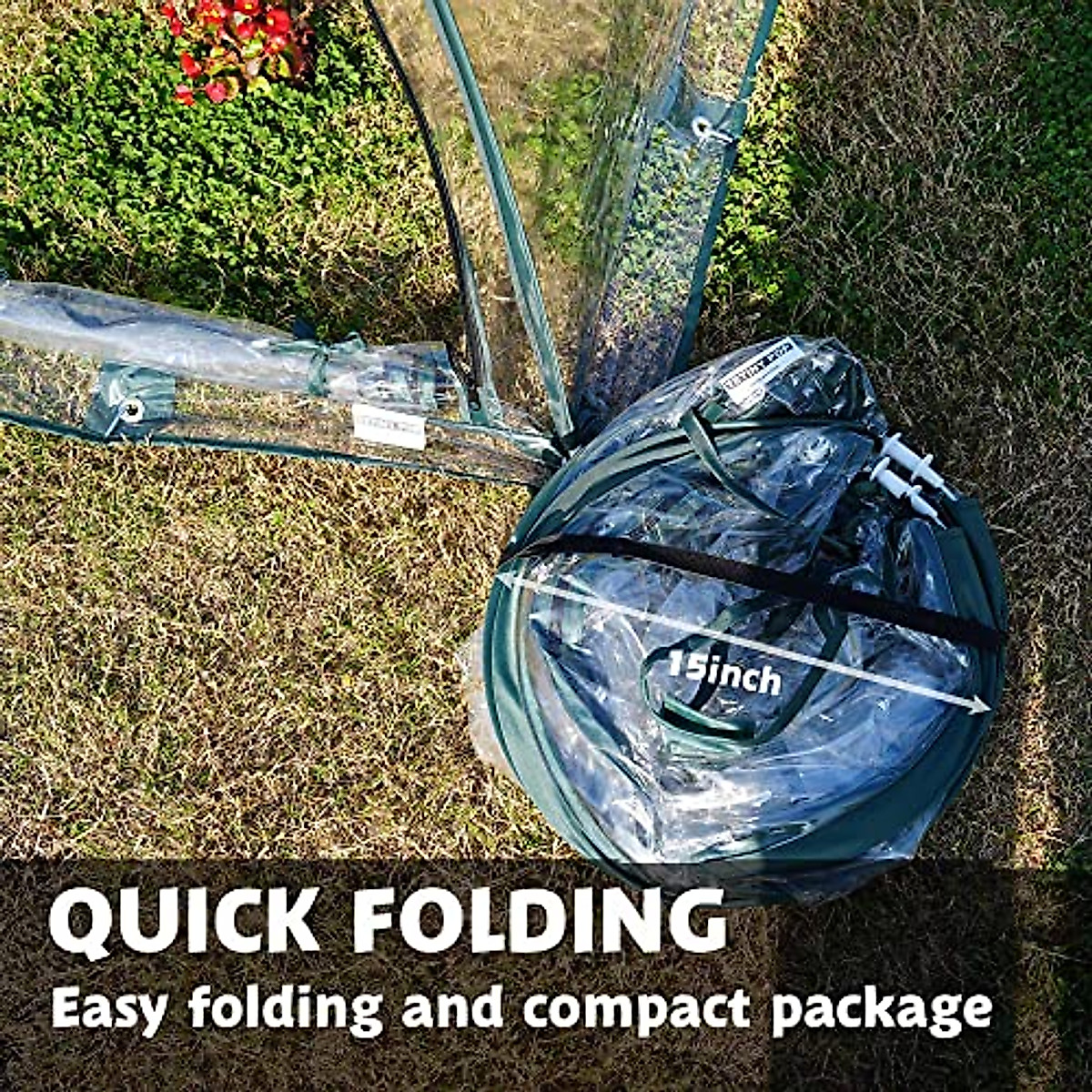 Pop Up Greenhouse Pack of 2 Mini Flower House Backard Garden Plant Cover for Cold Forst Protection PVC Sunshine Room with Stakes and Carrybag (28x28x32inch)