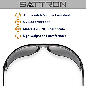 SATTRON Tinted Safety Glasses Bulk 24 Pack, UV Protective Safety Sunglasses for Men Women, ANSI Z87.1 Scratch & Impact Resistant Eye Protection, Ideal for Construction, Shooting, Lab