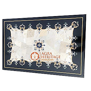 Black Marble Dining Center Table Top Marquetry Inlay Furniture Decor