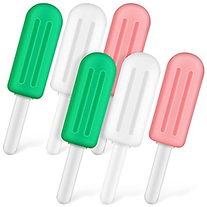 Healifty Chewies for Aligners 6 Pcs - Popsicle-shaped Silicone Chewies with Grip Handles, Aligner Chompers Mouth Care Tool (Original, Strawberry, Mint)