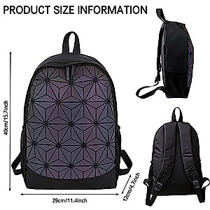 JMSBMQSE Backpacks Holographic Reflective Bag Bags Irredescent Rucksack Rainbow Fashion dazzle color geometric backpack. Creative personality backpack. Street fashion sports backpack.