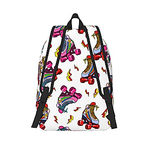 NOKOER Color Roller Skates Print Printed Canvas Backpack,Casual Daypacks,Laptop Backpack,Lightweight Travel Daypack