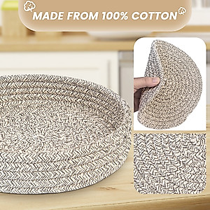 AmapleL 9 Inches Trivets for Hot Dishes, Trivets (Set of 4) for Hot Pots and Pans Holder + 1 Pack Kitchen Storage Basket, 100% Cotton Round Hot Pads - Table Mats - Coasters, Table Heat Protector Pad