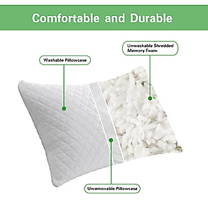 ASHOMELI Pillows Queen 2 Pack Shredded Memory Foam Pillows Cooling Adjustablefor Sleeping Good for Side and Back Sleeper with Washable Removable Cover