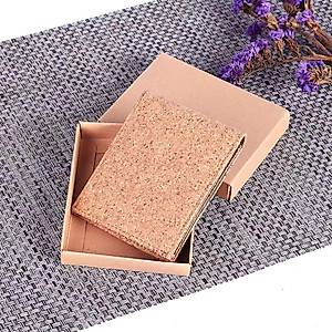 MANISHO Cork Wallet Christmas Gift, Eco-friendly Vegan Bifold Wallet with 2 ID Windows & with 6 Card Slots for Men Women, Non Leather Retro Style Theftproof Billfold