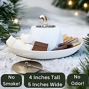 Tabletop Fire Pit – Smokeless & Odor Free Mini Fire Pit – Indoor & Outdoor Smores Maker – Portable Tabletop Fireplace – Modern Durable Concrete Fire Bowl – 1 Hour Burn Time – White