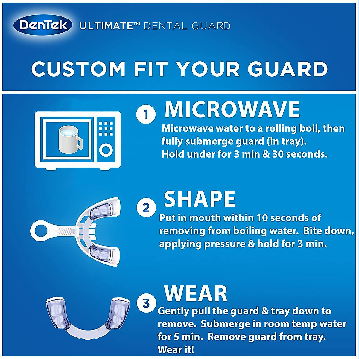 DenTek Ultimate Guard for Nighttime Teeth Grinding with Fresh Guard Soak Clear Braces