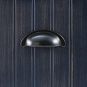 Crosley Furniture Seaside Hall Tree, Entryway Bench with Coat Rack and Shoe Cabinet, Distressed Navy