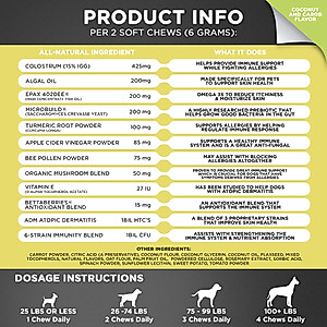 Googipet Dog Allergy Chews -Dog Allergy Relief & Itchy Skin Relief -Dog Skin & Coat Supplement +Bee Pollen, Colostrum for Dogs, Coconut Oil, Probiotics, & Omega 3 Fish Oil for Dogs Itching Skin Relief