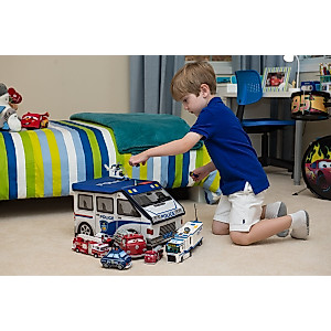 Clever Creations Collapsible Storage Organizer and Ottoman, Perfect Vehicle Themed Toy Chest for Storing Books, Shoes, Games and More, Police Car