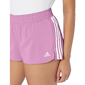 adidas Women's Pacer 3-Stripes Woven Shorts, Pulse Lilac/White, X-Large