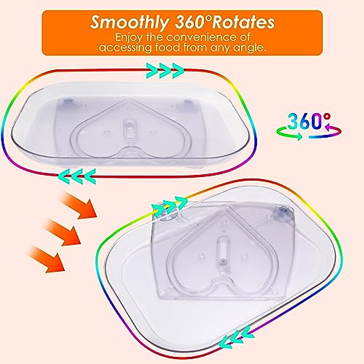 Lazy Susan for Refrigerator, Rectangle Turntable Organizer, Storage Turntable, Clear Lazy Susan for Fridge, Kitchen, Pantry, Cabinet