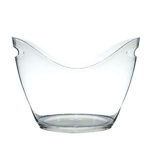 Efavormart Clear 7 Liter Plastic Ice & Drinks Bucket, Party Beverage Cooler Storage Tub with Handles