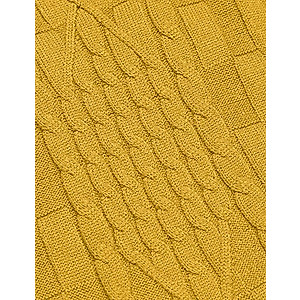 COOFANDY Men's Slim Fit Turtleneck Sweater Casual Cable Knit Pullover Sweaters Yellow