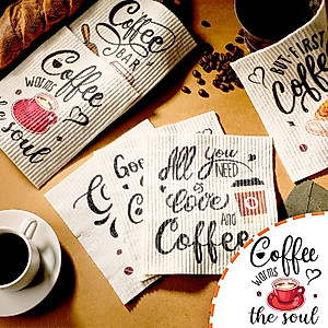 6 Pieces Mixed Swedish Kitchen Coffee Dishcloths Reusable Absorbent Cleaning Cloth Quick Drying Washable Cleaning Wipes No Odor Dish Cloths for Kitchen Bathroom Office Wedding Housewarming