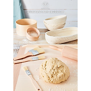 Redecker Pastry Brushes Set with Untreated Beechwood Handles, 2 Different Sizes, Multi-purpose Brushes with Natural Boar Bristles for Basting, Glazing and More, Made in Germany