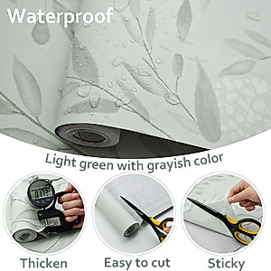 Sage Green Leaf Peel and Stick Wallpaper Boho Green Floral Contact Paper for Cabinets and Drawers Removable Self Adhesive Farmhouse Wallpaper for Bathroom Waterproof Modern Contact Paper 79inL 17.3inW