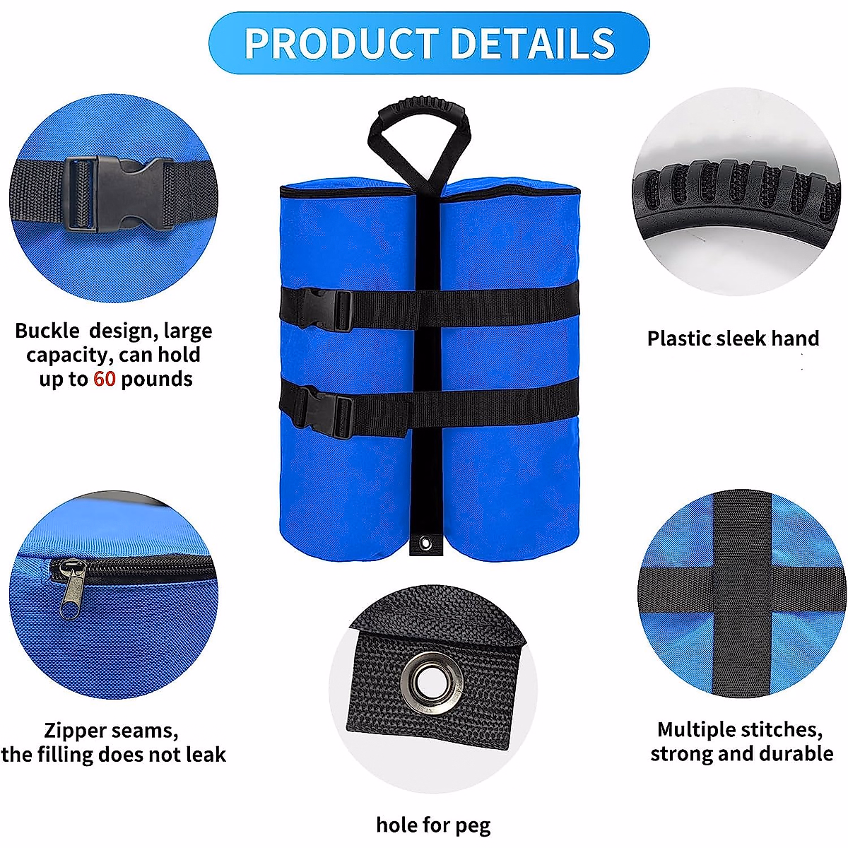 Jorohiker Canopy Weight Bags Set of 4, 1680D Heavy Duty Leg Canopy Weights Sand Bags for Pop up Canopy Tent,Instant Outdoor Sun Shelter Canopy,Patio Umbrella