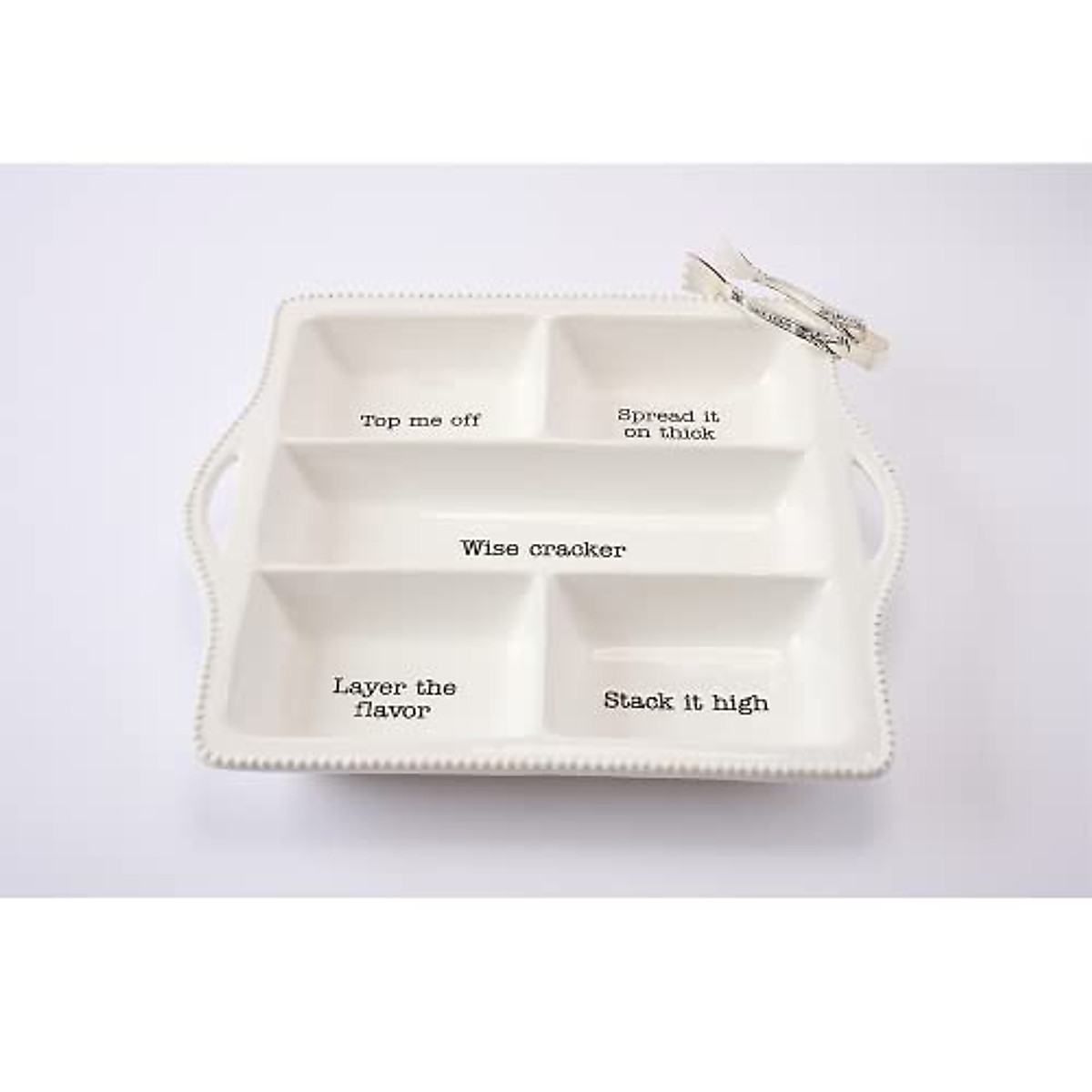 Mud Pie Circa Snack 5 Section Server, White, 12.5" x 12.5"
