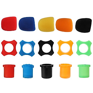 EXCEART 5pcs Handheld Microphone Windscreen Foam Cover 5pcs Microphone Protection Rings Silicone 5pcs Ring Bottom Rod Sleeve Holder for KTV Device