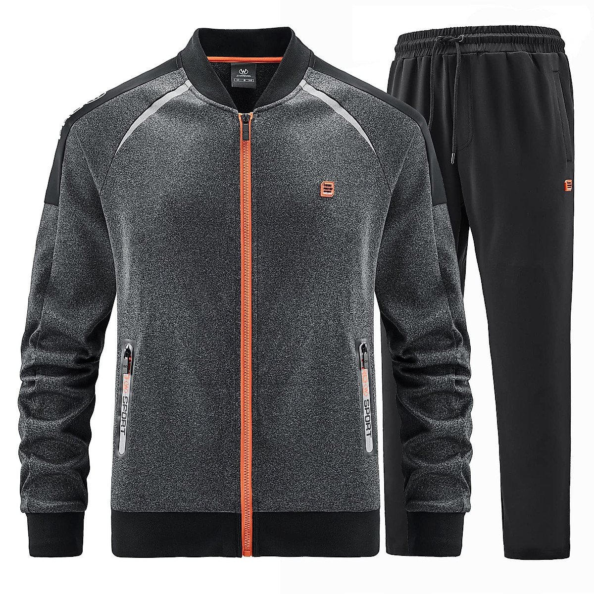 W JIANWANG Track Suits for Men Set Tracksuits Jogging Outfits Casual Sweatsuits 2 Piece Sports Running Joggers Active Jacket and Pants JW-143-XXL