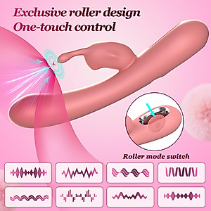 Sex Toys, Rabbit Vibrator with 8 Vibration Modes, Soft Silicone, G-Spot Stimulator, Bunny Vibrators for Clitoral, Vagina, or Nipple, Waterproof, Flexible, Vibrating Adult Toys for Women, Pink